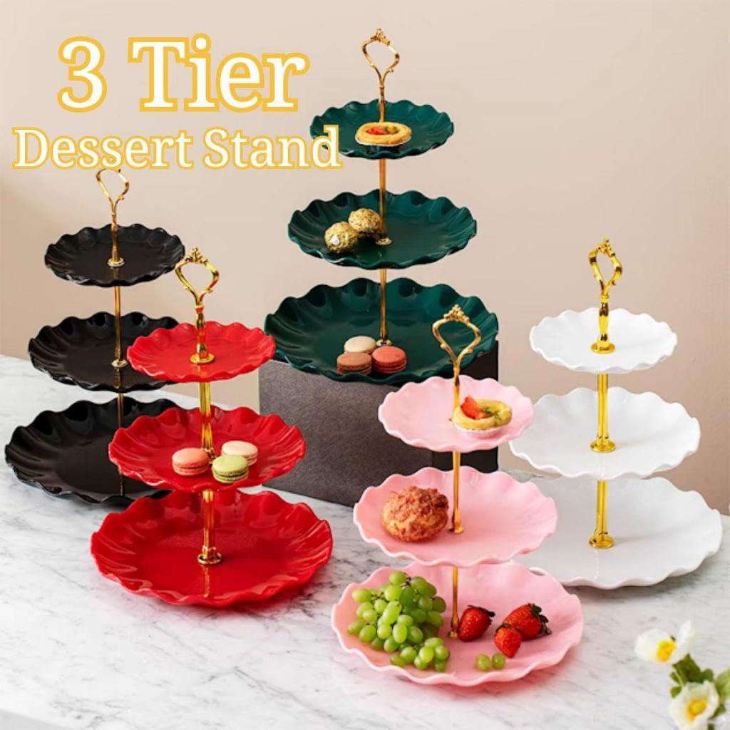 3 Tier High Tea Stand Dessert Cupcake Kek Buah-buahan Hidangan Pinggan ...