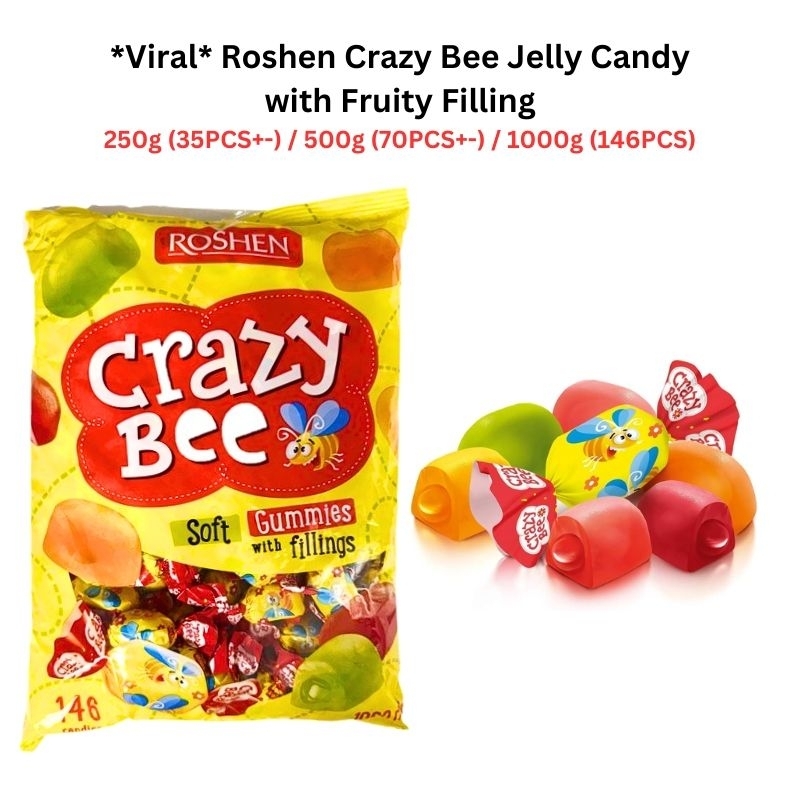Roshen Crazy Bee Fruity Gummy Candy / Crazy Bee Jelly Candy | Shopee ...