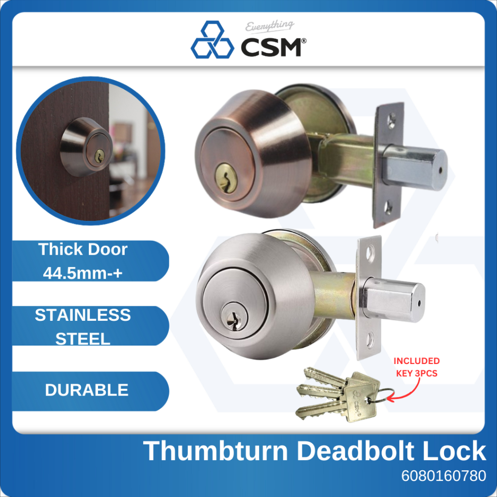 CSM Thumbturn & Key Deadbolt Lock Stainless Steel Antic Copper | Shopee ...