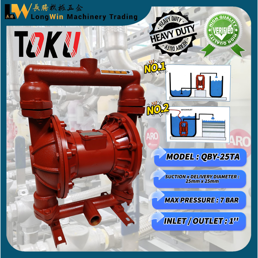 TOKU QBY-25 Pneumatic Diaphragm Pump 1'' Pam Diafragma Pneumatik | Shopee Malaysia