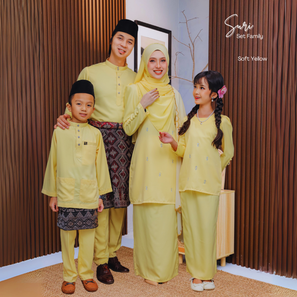 BAJU KURUNG SURI SET BAJU FAMILY RAYA 2025 TEMA COLOUR SOFT YELLOW ...