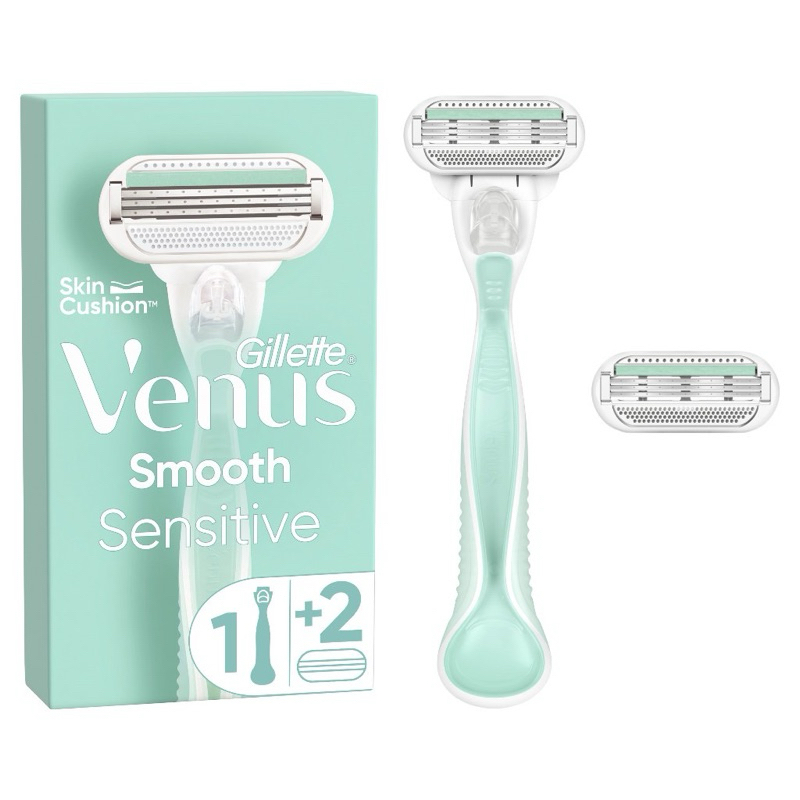 Gillette Venus Smooth Sensitive Razor 3 Blades - Razor (1's) + Razor ...