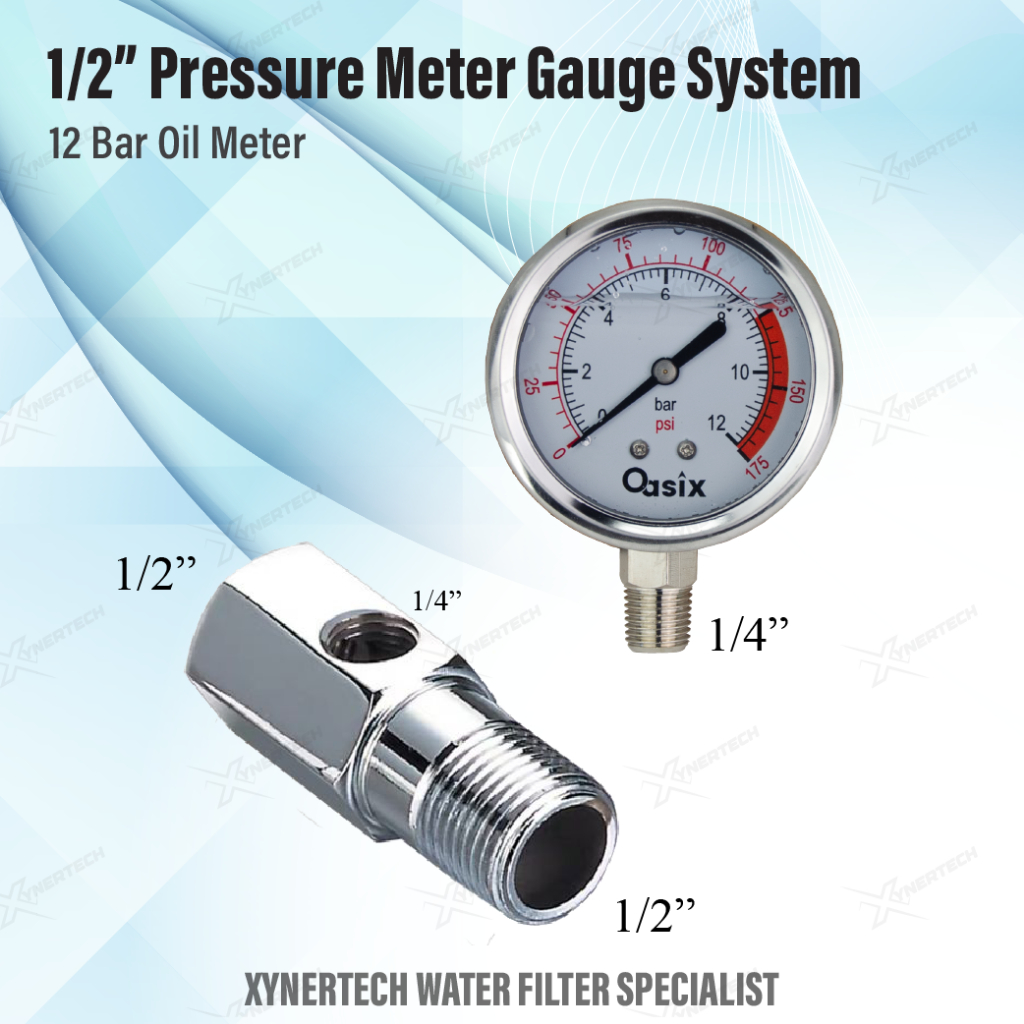 1/2" Water Filter Pressure Meter Gauge Reading Tester With 1/2 ...