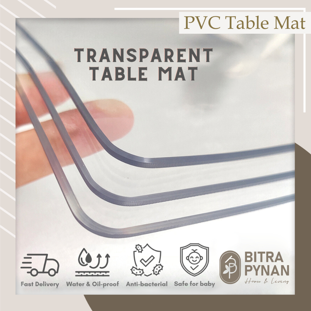 Alas Meja Plastik PVC Thick PVC Table Mat Table cover Transparent and ...