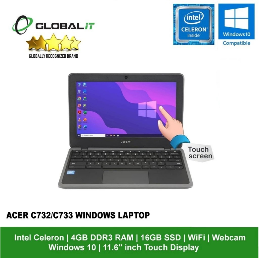 (Refurbished) Acer C732/C733 Windows Laptop / 11.6" inch Touch Display ...