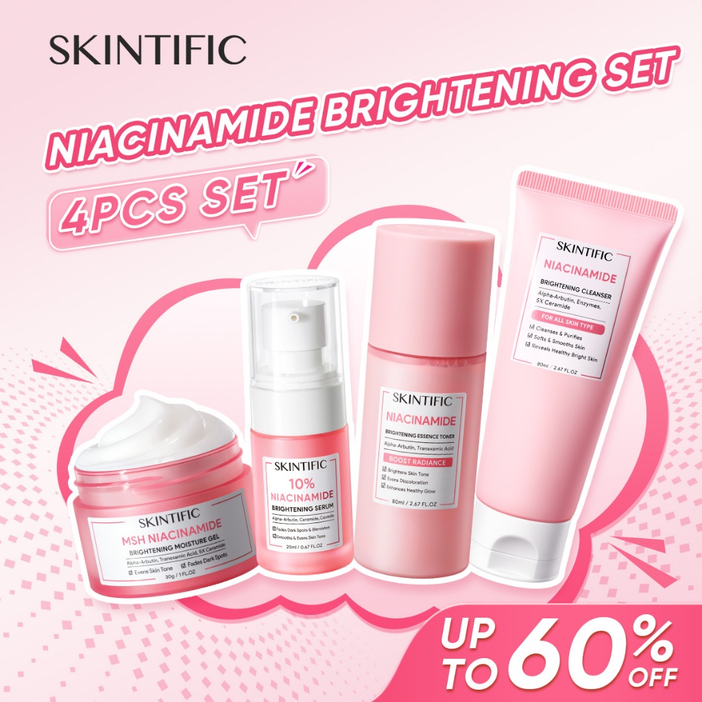 SKINTIFIC Skincare 4pcs Paket Set With Serum Low pH Cleanser Light Spot ...