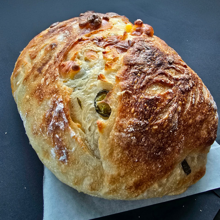 Halal Sourdough Country Loaf Cheddar Cheese with added Herbs, Jalapeno ...