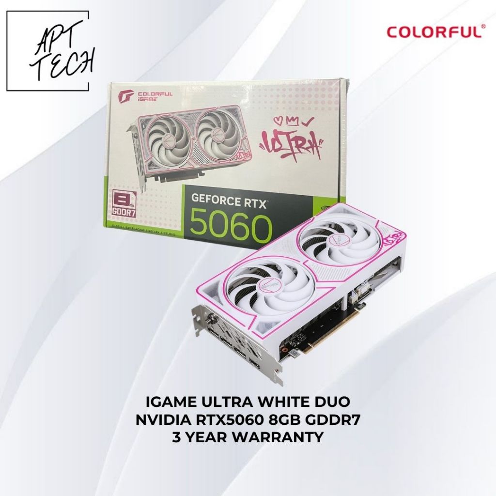 #APTTECH IGAME GEFORCE RTX5060 ULTRA WHITE DUO OC 8GB | Shopee Malaysia