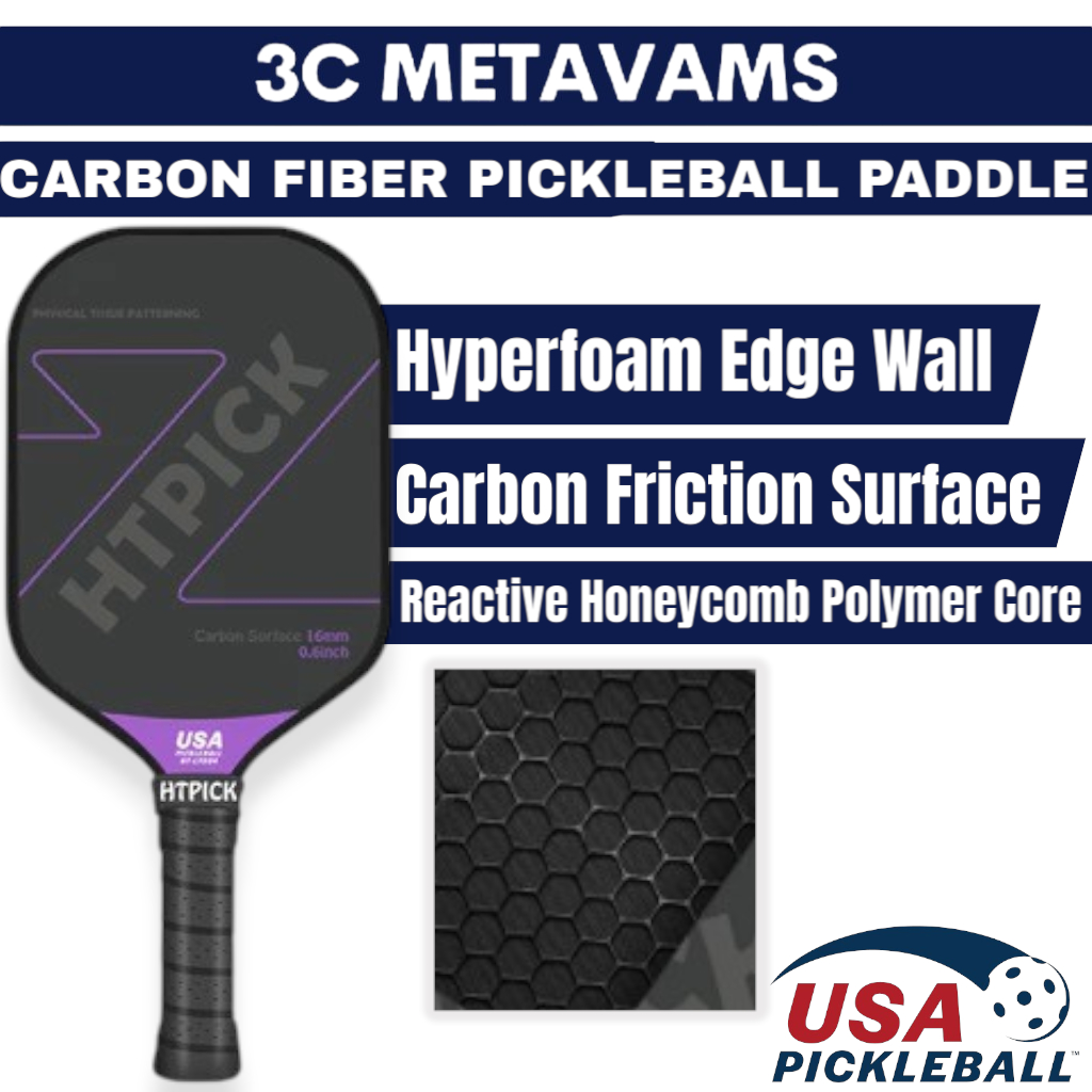 HTPick Raket Pickleball Karbon Ungu | T700 Carbon Fibre USAPA Approved ...