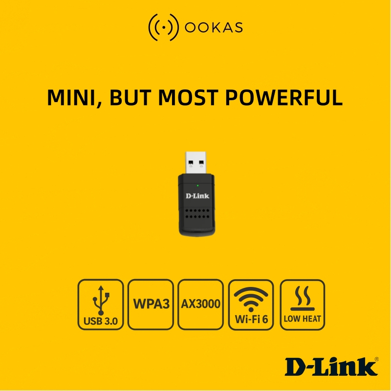 D-Link Plug & Play Ultra-Fast AX3000 Mini USB Wi-Fi 6 Adapter DWA-X3010 ...