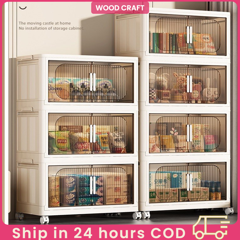 Double Door Plastic Wardrobe Stackable Storage Cabinet 2~5 Layers with ...