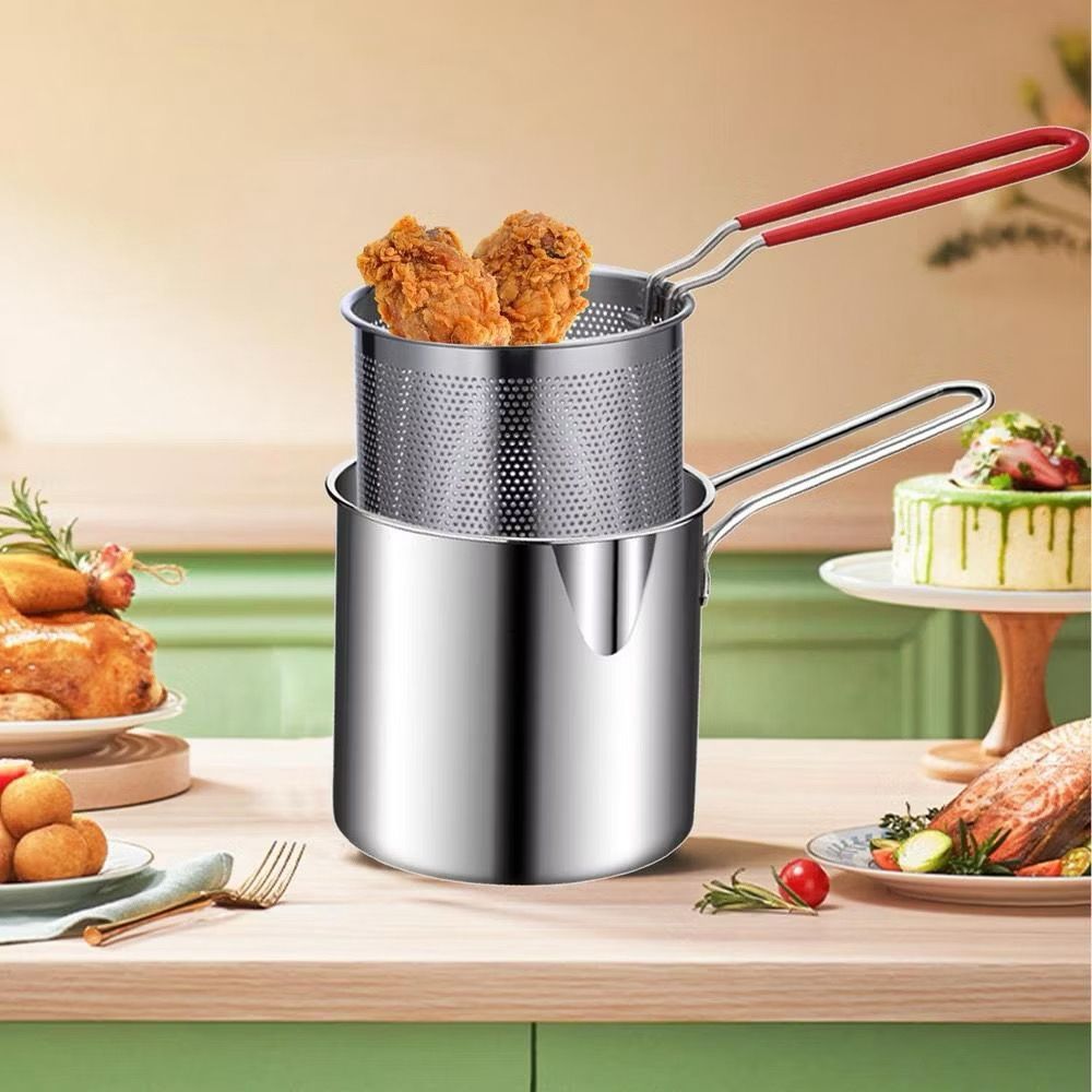Stainless Steel Small Fried Pot Mini Fryer Deep Fryer with Basket ...
