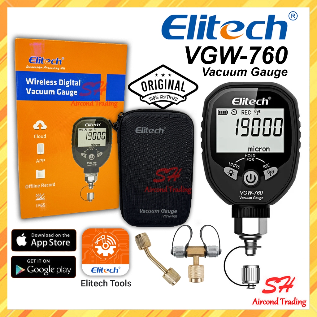ELITECH VGW-760 Vacuum Gauge Wireless Digital Vacuum Gauge for Vacuum aircond piping | Shopee ...
