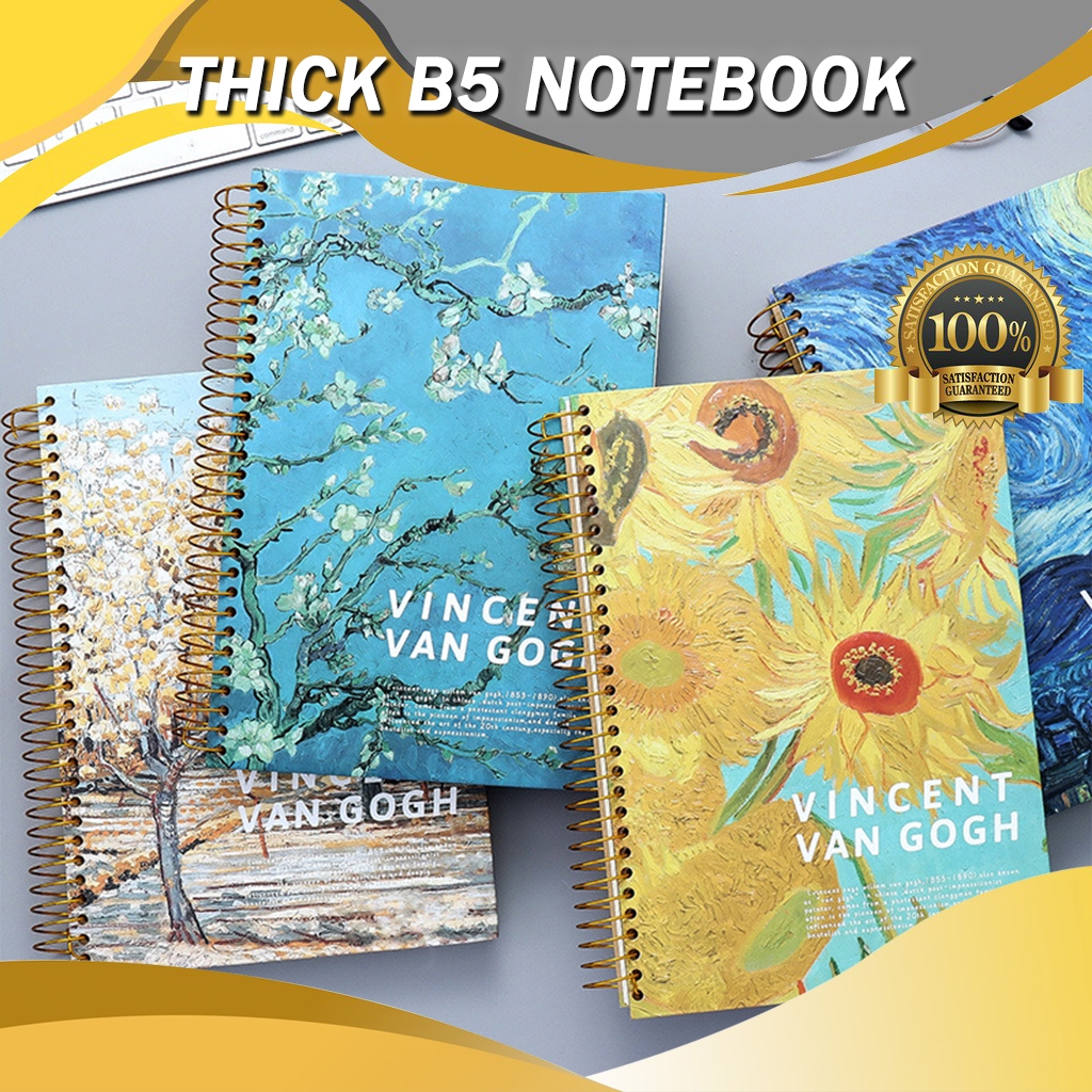 16K Coil Literary Retro Notebook B5 Size Van Gogh Hardbound Spiral ...
