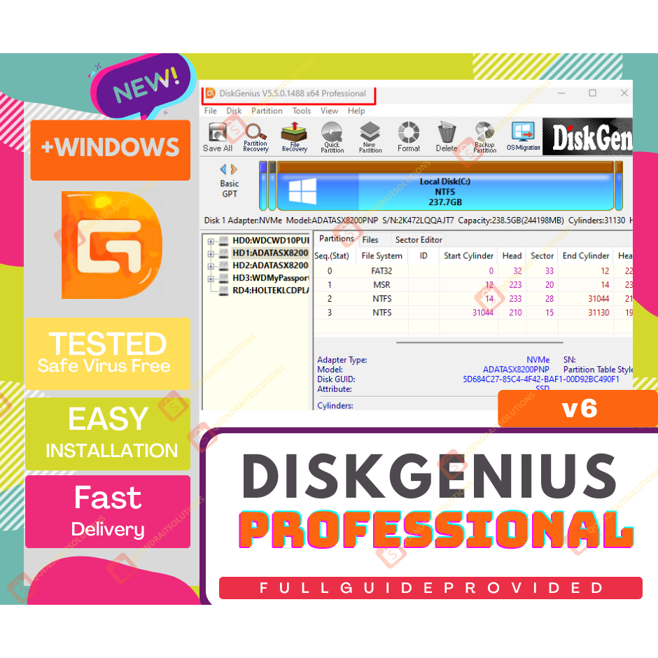 DiskGenius Professional 𝘃𝟔 | For Win 𝐀𝐜𝐭𝐢𝐯𝐚𝐭𝐞𝐝 | Shopee Malaysia