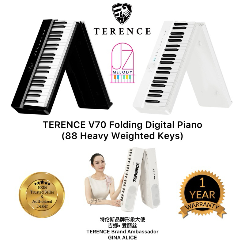Terence Piano 特伦斯V70折叠钢琴 TERENCE V70 Folding Digital Piano (88 Heavy Weighted Keys) Terence ...