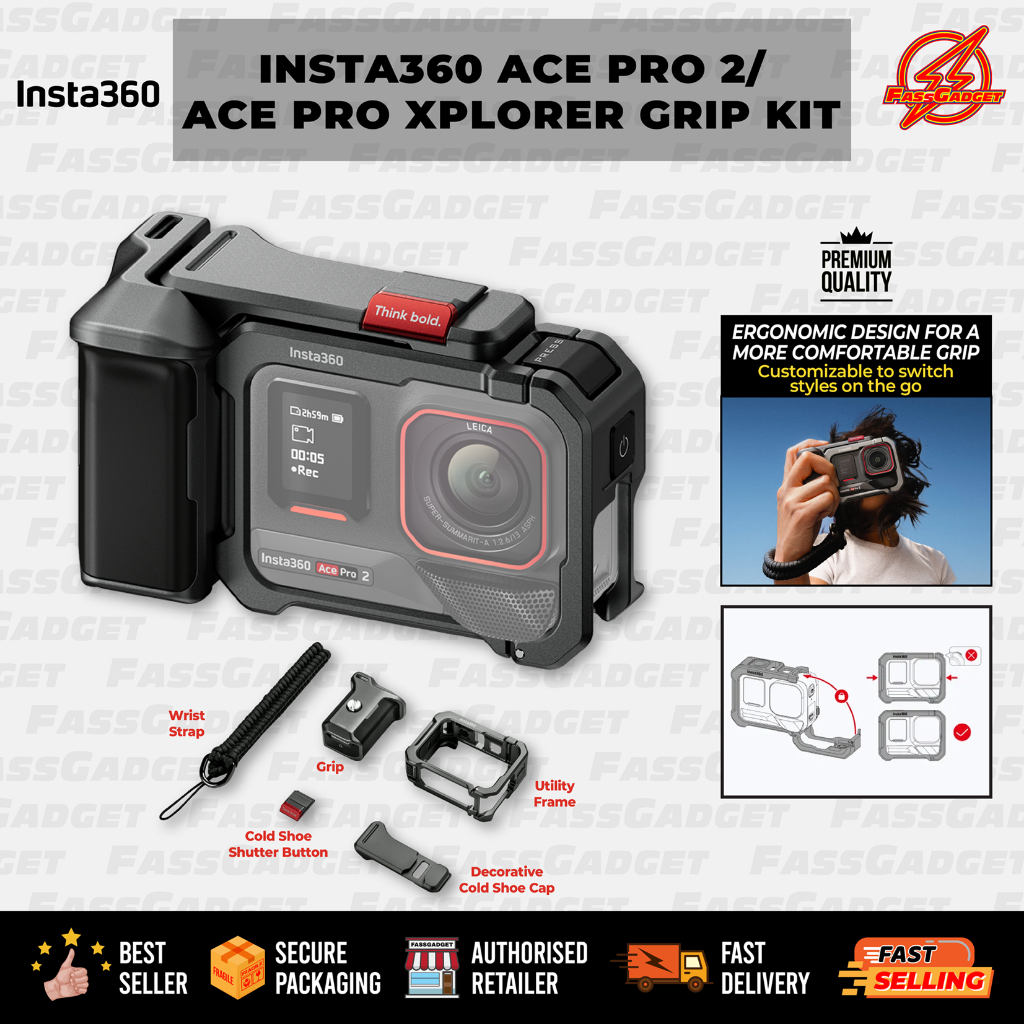 (🔥READYSTOCK🔥) INSTA360 XPLORER GRIP KIT SILVER GRAY ACE PRO 2 / ACE ...