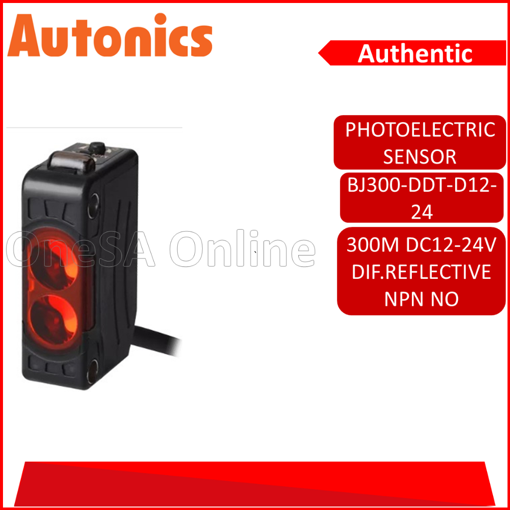 AUTONICS PHOTOELECTRIC SENSOR DC12-24V DIF.REFLECTIVE 300MM NPN NO(AUTO-BJ300-DDT-D12-24 ...