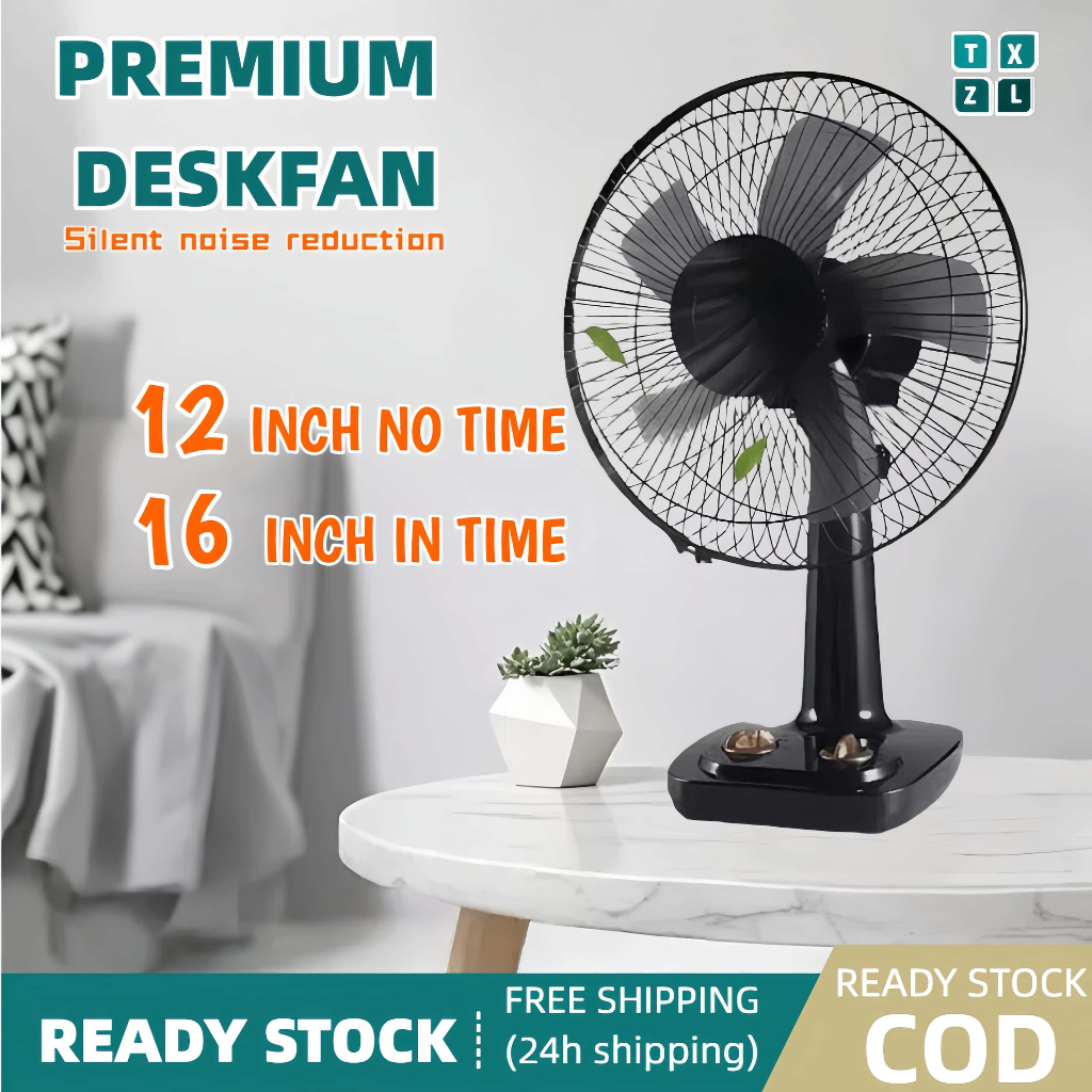 Table Fan 12"/16" Inch Table Fan Strong Wind 3 Speed Easy to Carry fan ...