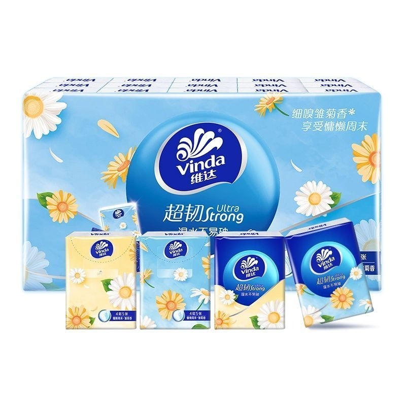 Vinda Mini Pocket Tissue 4 Ply Ultra Strong ( Daisy Scent ) 5 sheets ...