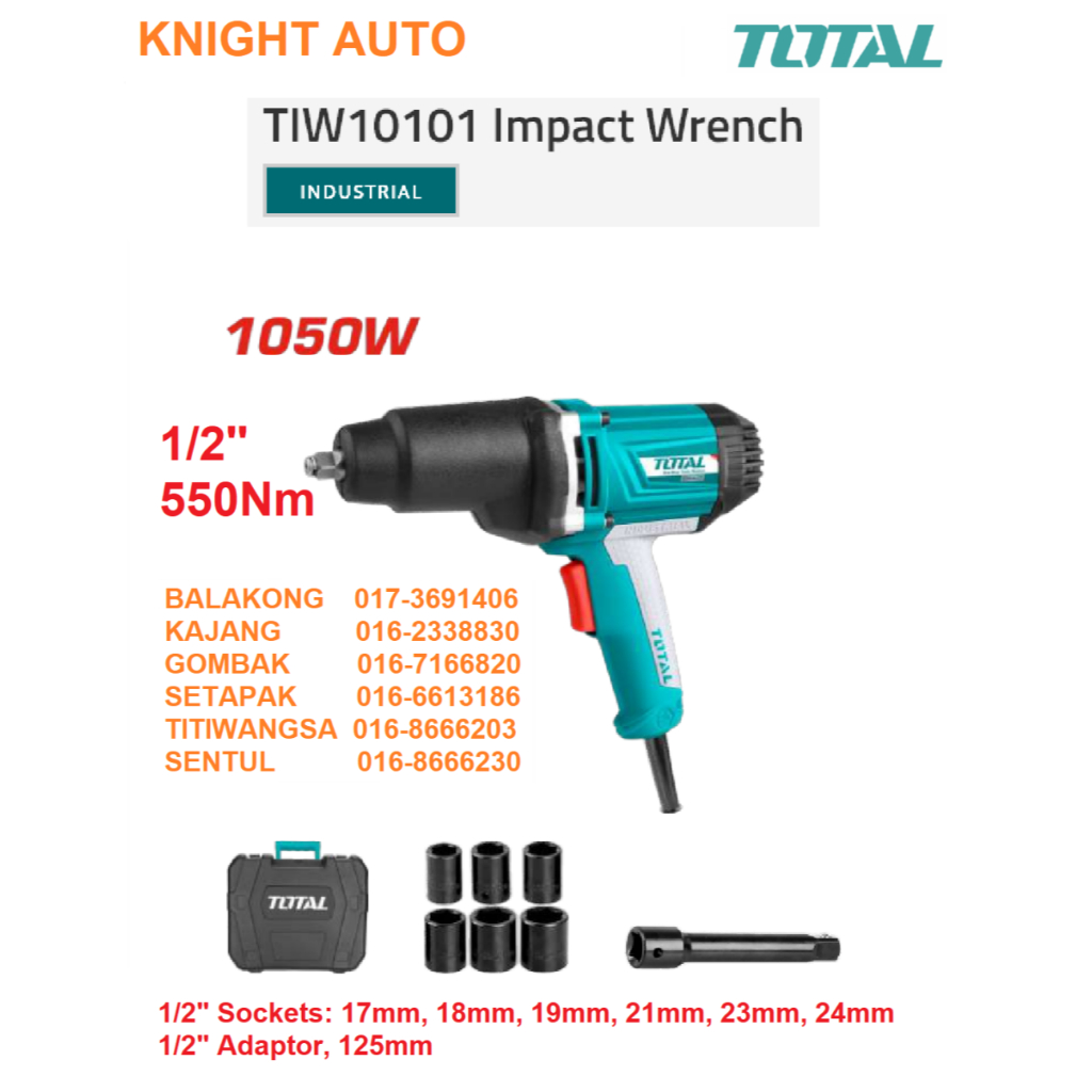 TOTAL WIRE TIW10101 Impact Wrench Industrial 1/2" 550Nm 1050W | Shopee ...
