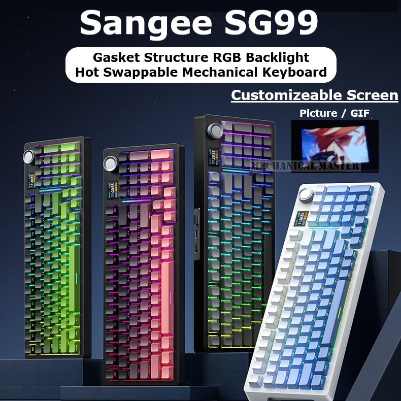 [GIF Screen] Sangee SG99 Pro TFT Screen RGB Mechanical Keyboard Gaming ...