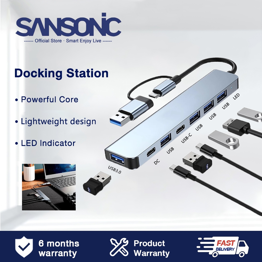 SANSONIC USB Hub Fast Charge 7 In 1 USB Dock Type-C 3.0 Adapte Mouse ...