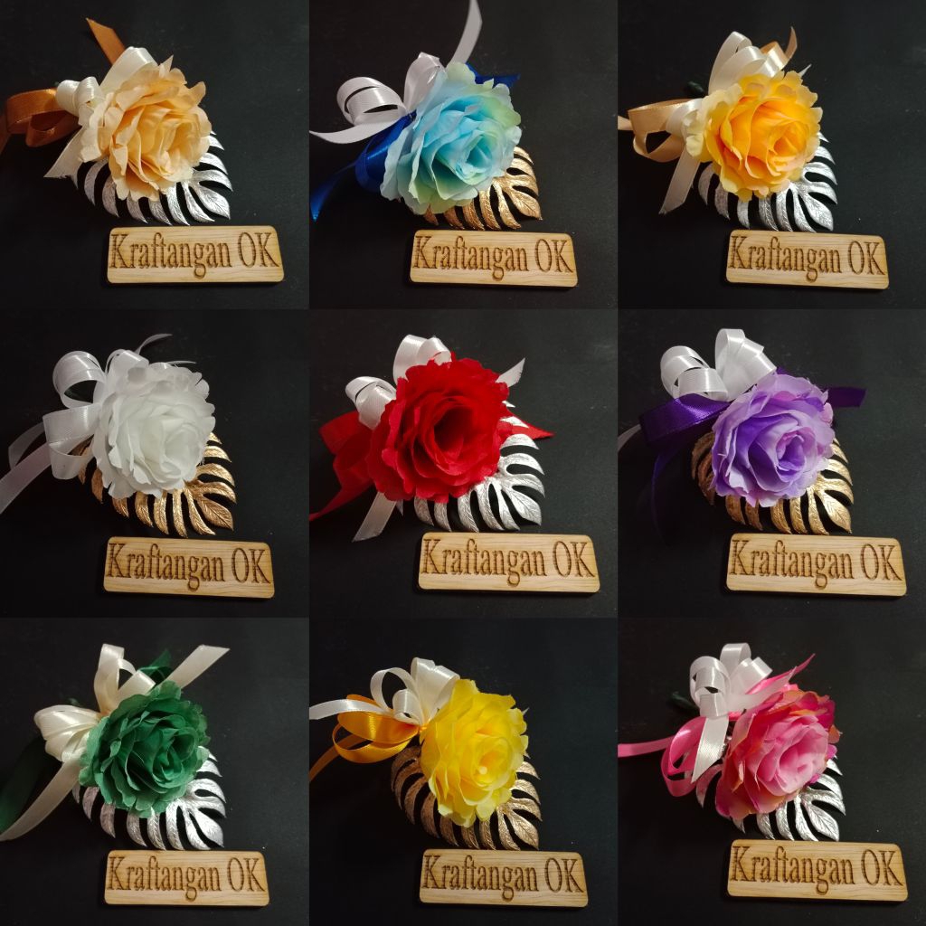 Bunga Rozek Ros/ Bunga Kendarat/ Bunga Dada/ Flower Corsage with Safety ...