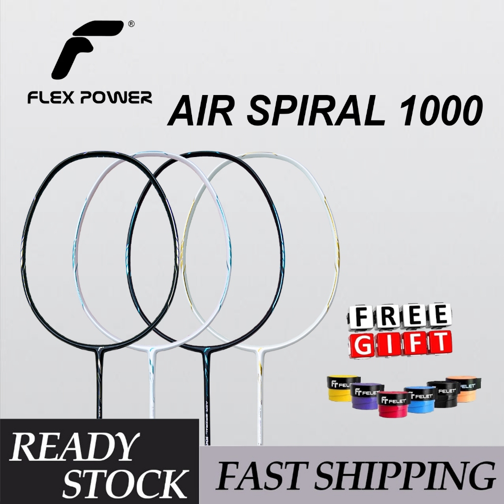【Ready Stock】Flex Power Air Spiral 1000 84Gram 36LBS Racket Badminton ...