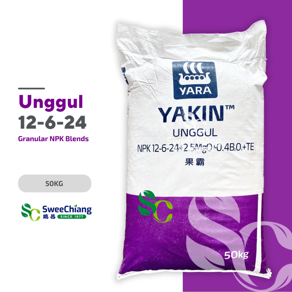 Yara Yakin Unggul NPK 12-6-24+2.5MgO+0.4B2O3+TE 50kg (Granular potash ...