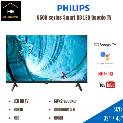 Philips 32" / 43" HD Smart LED GOOGLE TV Televisyen 6500 Series ...