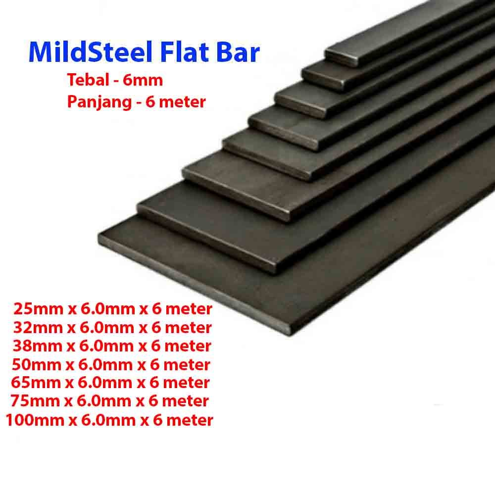 [ 1 pcs cut in half 3m x 2 pcs ] Mild Steel Flat Bar Thickness 6mm ...