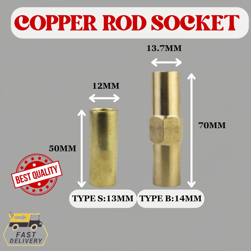 Copper Earth Rod Socket / Joint / Coupling / Copper Rod Link / Copper ...