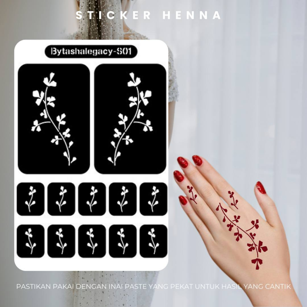 Design Baharu Stiker Inai Raya Henna Stencil New Simple Sticker Inai ...