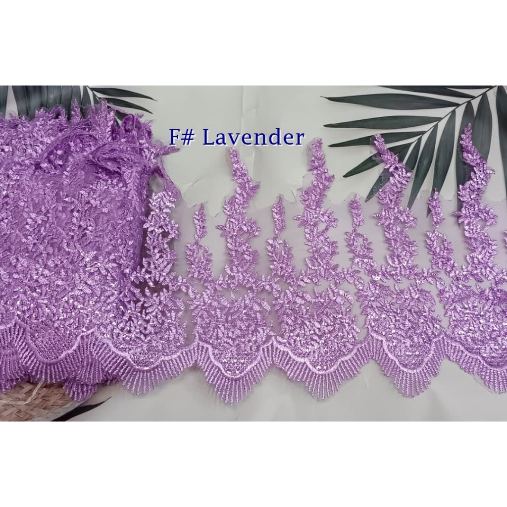 Renda Kain Manik Labuzi Tinggi 26cm, Renda Lace Pengantin, Sequins ...