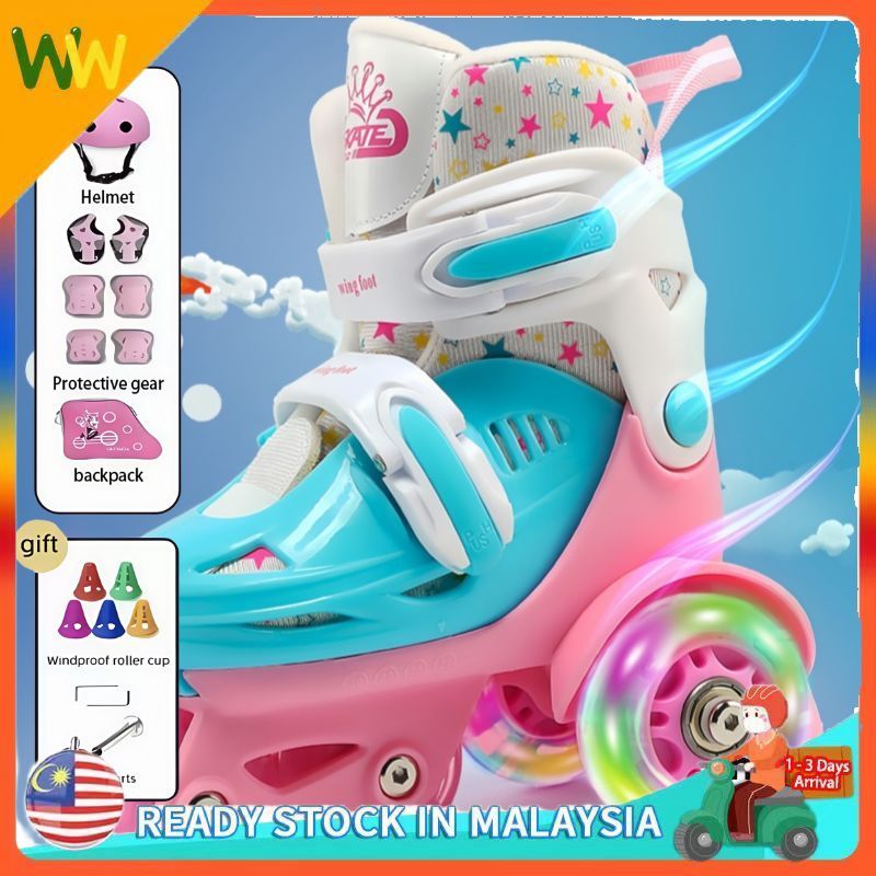 Kasut Roda Inline Sesuaikan Flash Kids Tiga Pusingan (pemula) untuk ...