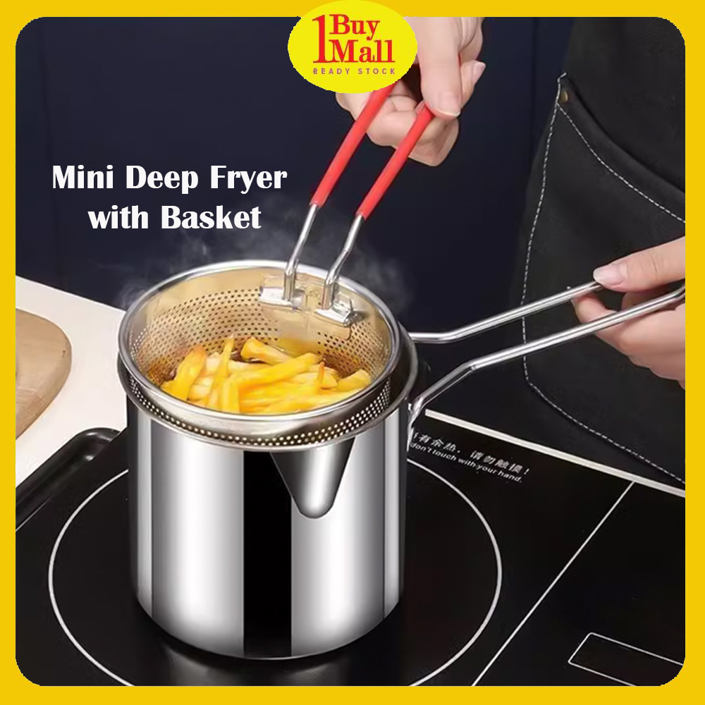 Stainless Steel Small Fried Pot Mini Fryer Deep Fryer with Basket ...