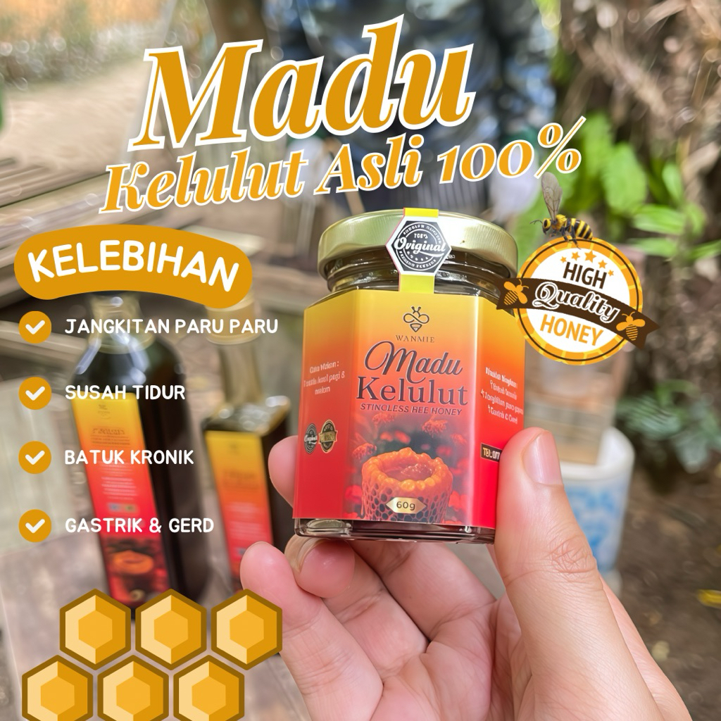 Honey | Madu Kelulut 100% Asli | Madu Asli WANMIE | 60g | 320g | 1kg ...
