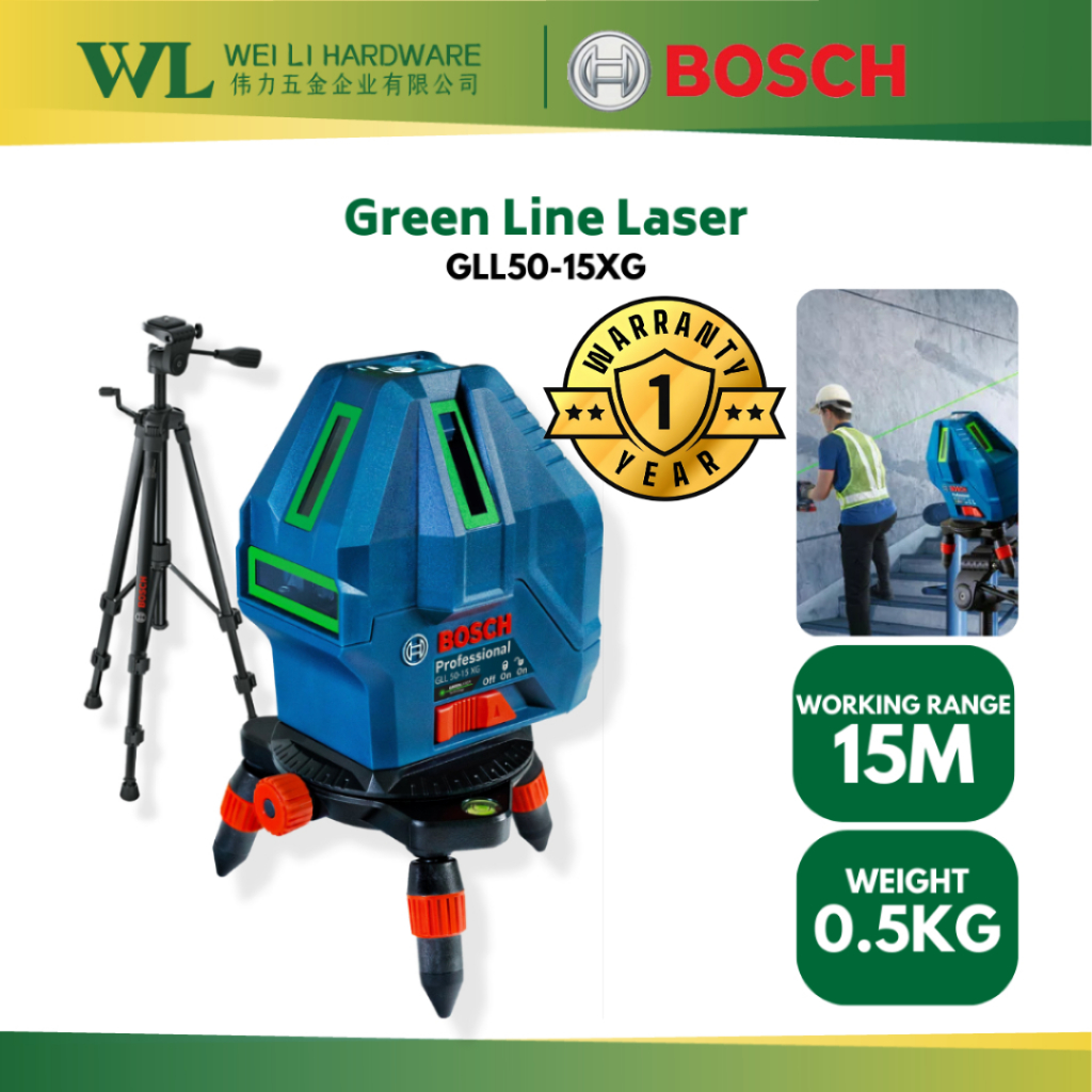 BOSCH GLL50-15XG Green Line/Measuring Tool Set Line Measurement/5 Lines ...
