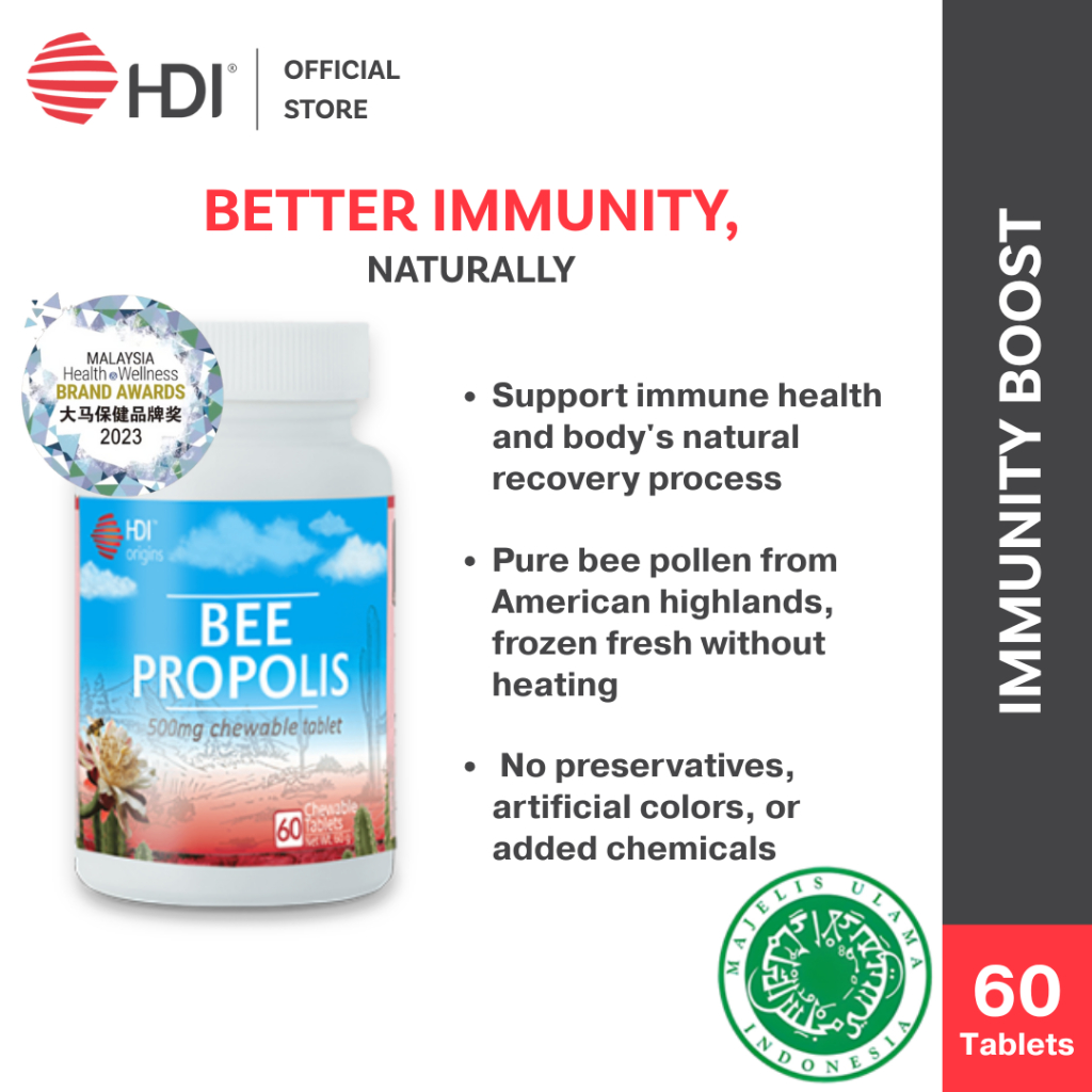 HDI Origins™ Bee Propolis Chewable | Supports Immune Health Body Natural Recovery | Imunisasi ...