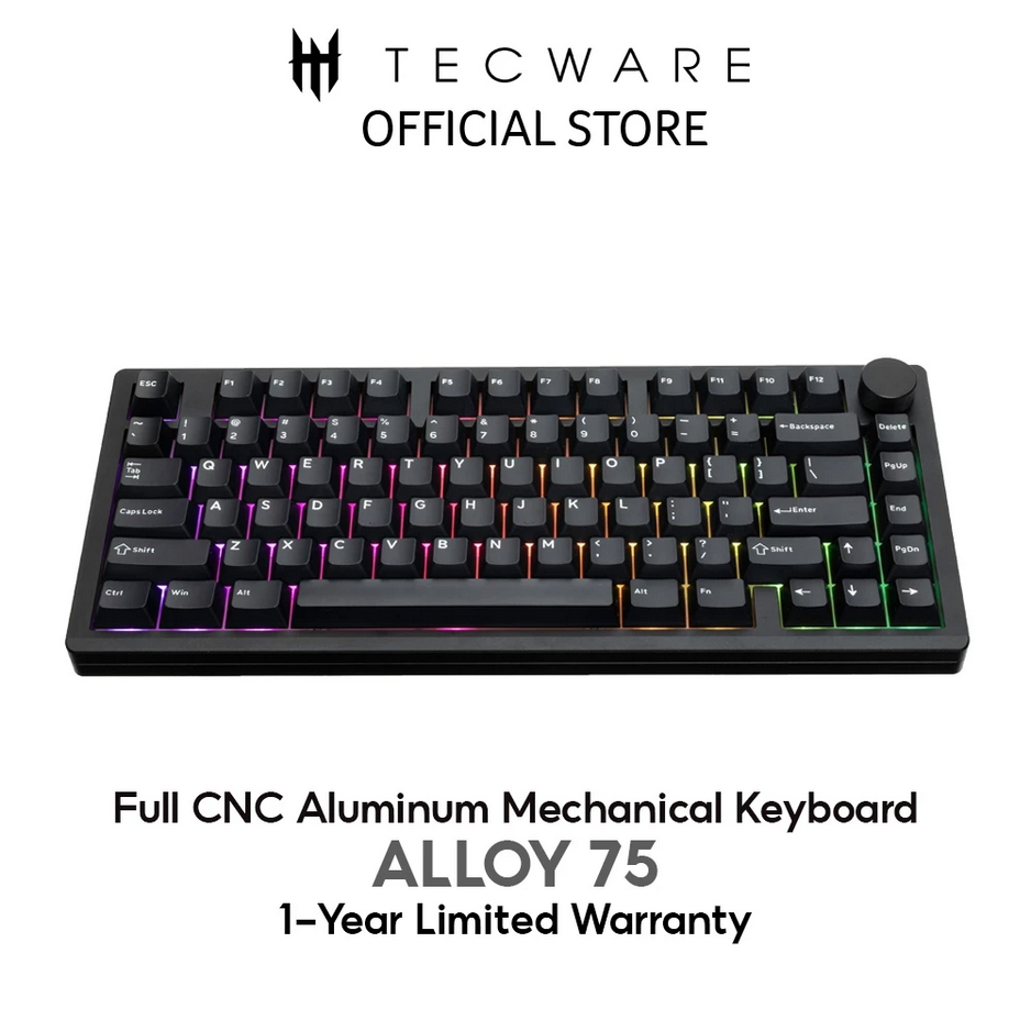 TECWARE Alloy 75 - Hot Swappable RGB Wireless Mechanical Keyboard With ...