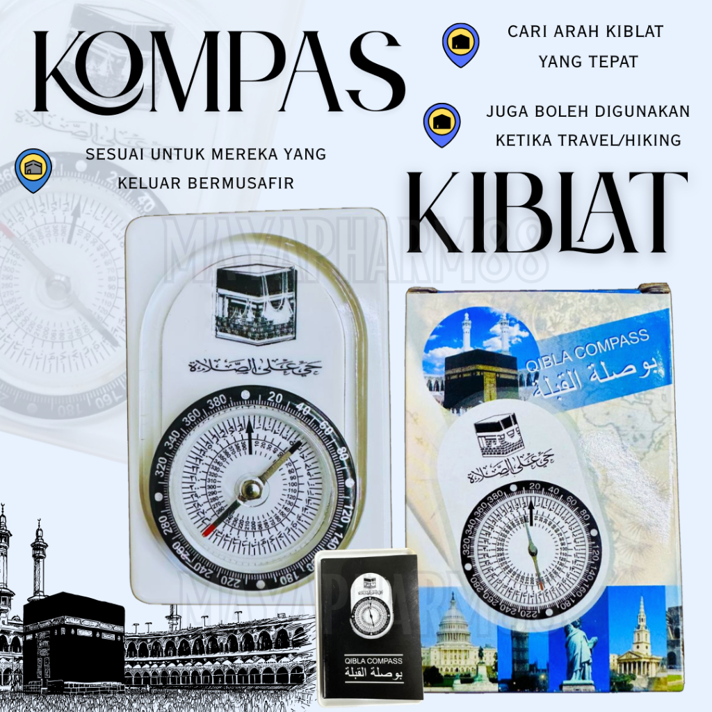 (READY STOCK) Compass Kompas Kiblat Haji Umrah Travel Penunjuk Arah Hiking Outdoor Cheap Murah ...