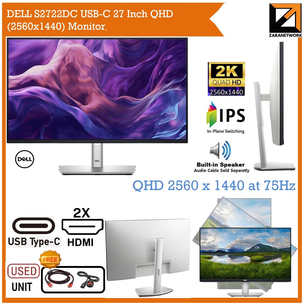 DELL LED / LCD DELL S2722DC USB-C 27 Inch QHD (2560x1440) Monitor, 75Hz ...