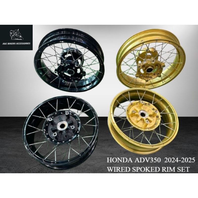 Honda ADV350 Motorcycle Tyre Wired Spoked Rim Set Front 15" Rear 14 ...