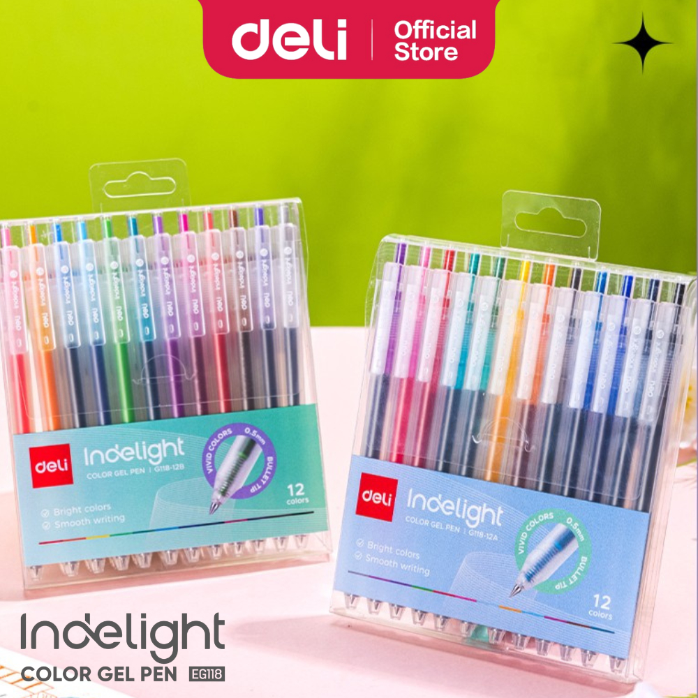 Deli Delight Gel Pen Multiple Colour Pens 0.5mm Smooth Writing Bright ...