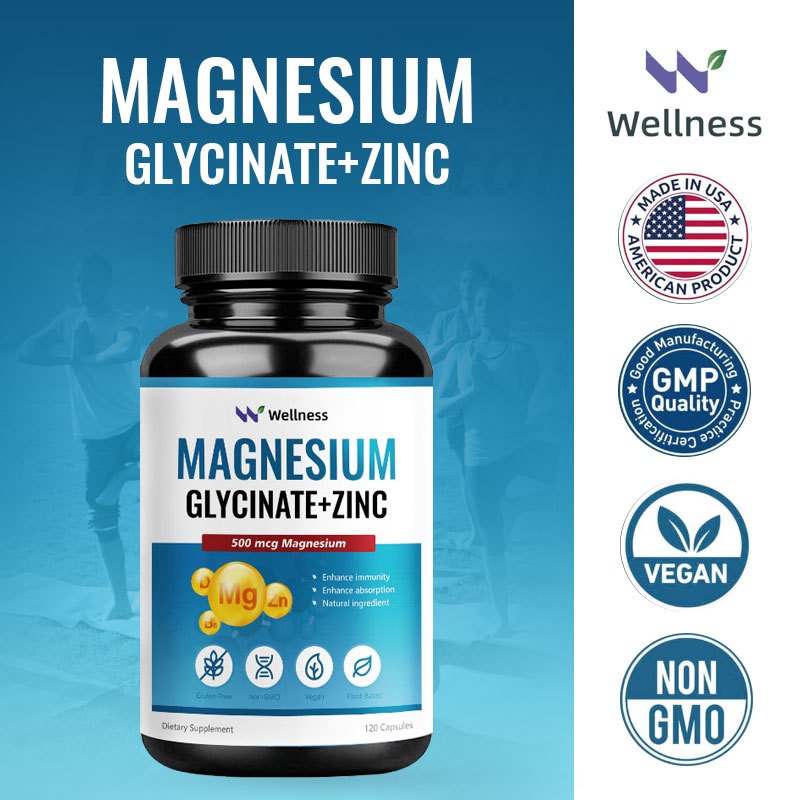 Wellness Magnesium Glycinate 500MG Magnesium Supplement with Zinc ...
