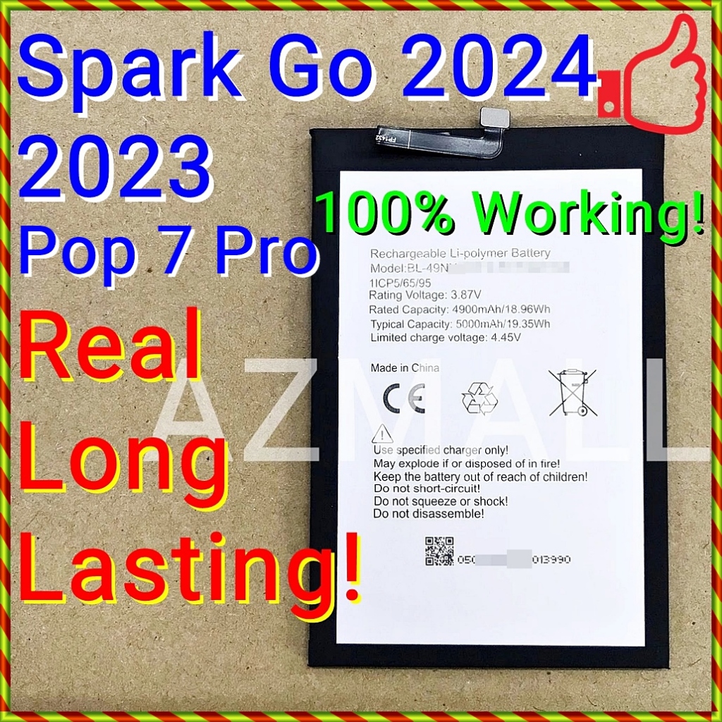 (5000mAh) NEW ORI Long Lasting Stable Battery BL-49NT for Tecno Spark ...