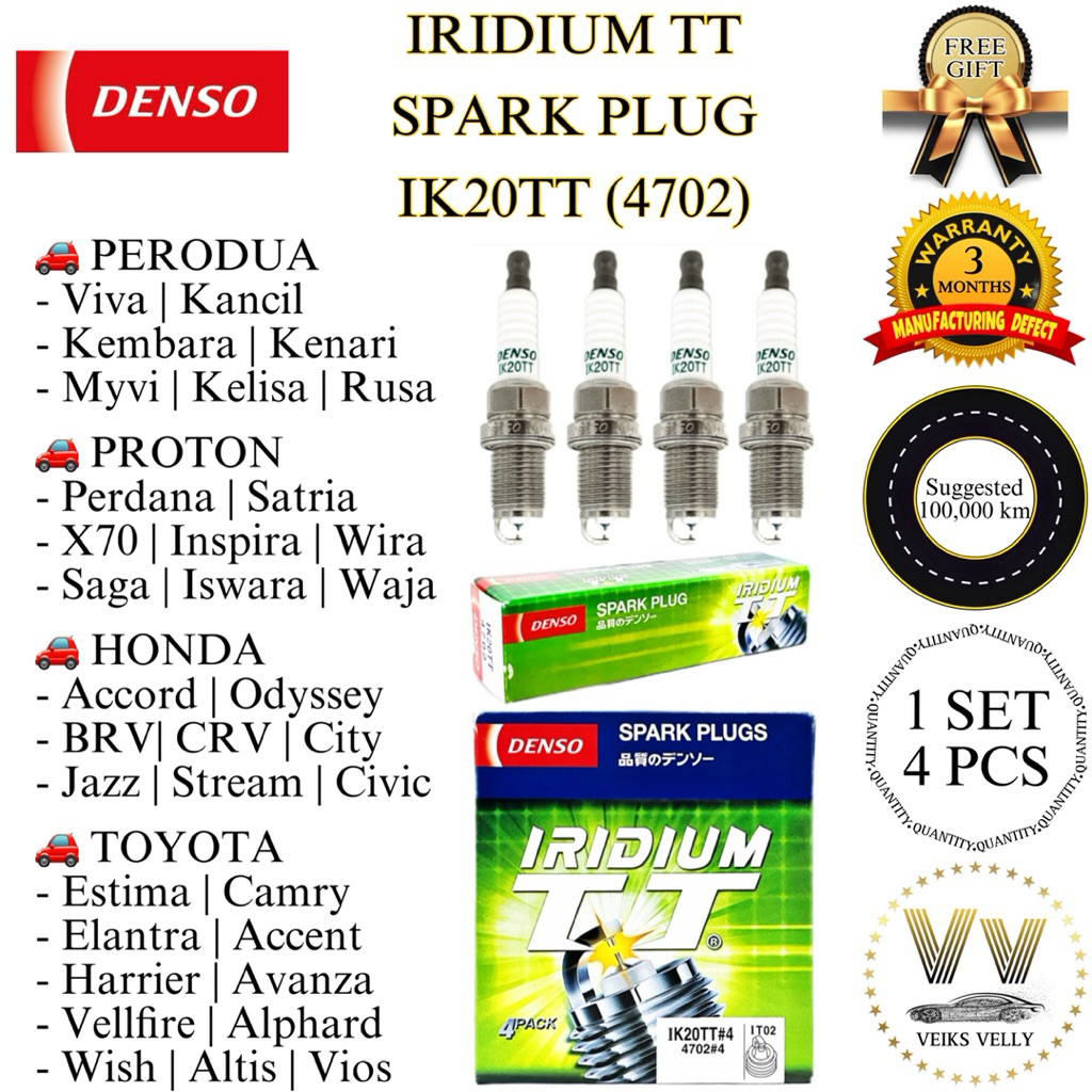 🚗 IK20TT (4702) PALAM PENCUCUH DENSO IRIDIUM TT SPARK PLUG PROTON SAGA ...