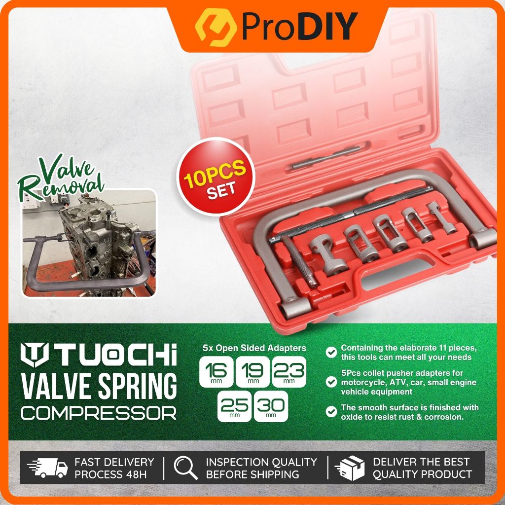 TUOCHI 10PCS Valve Spring Compressor Set Service Kit Tools C-Clamp ...