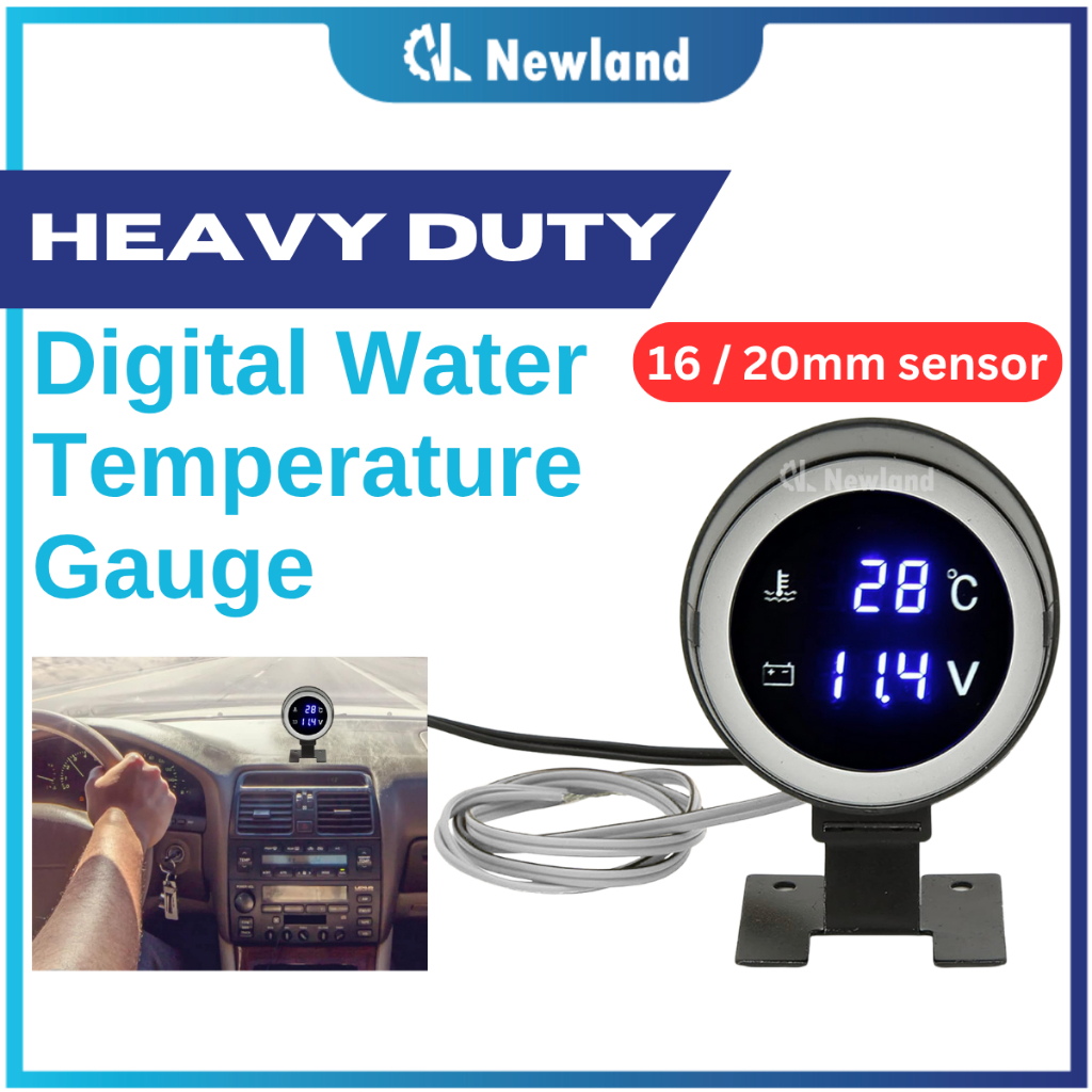 Water Temperature Meter / Gauge - 2 in 1 LED Digital Water Temp Voltage ...